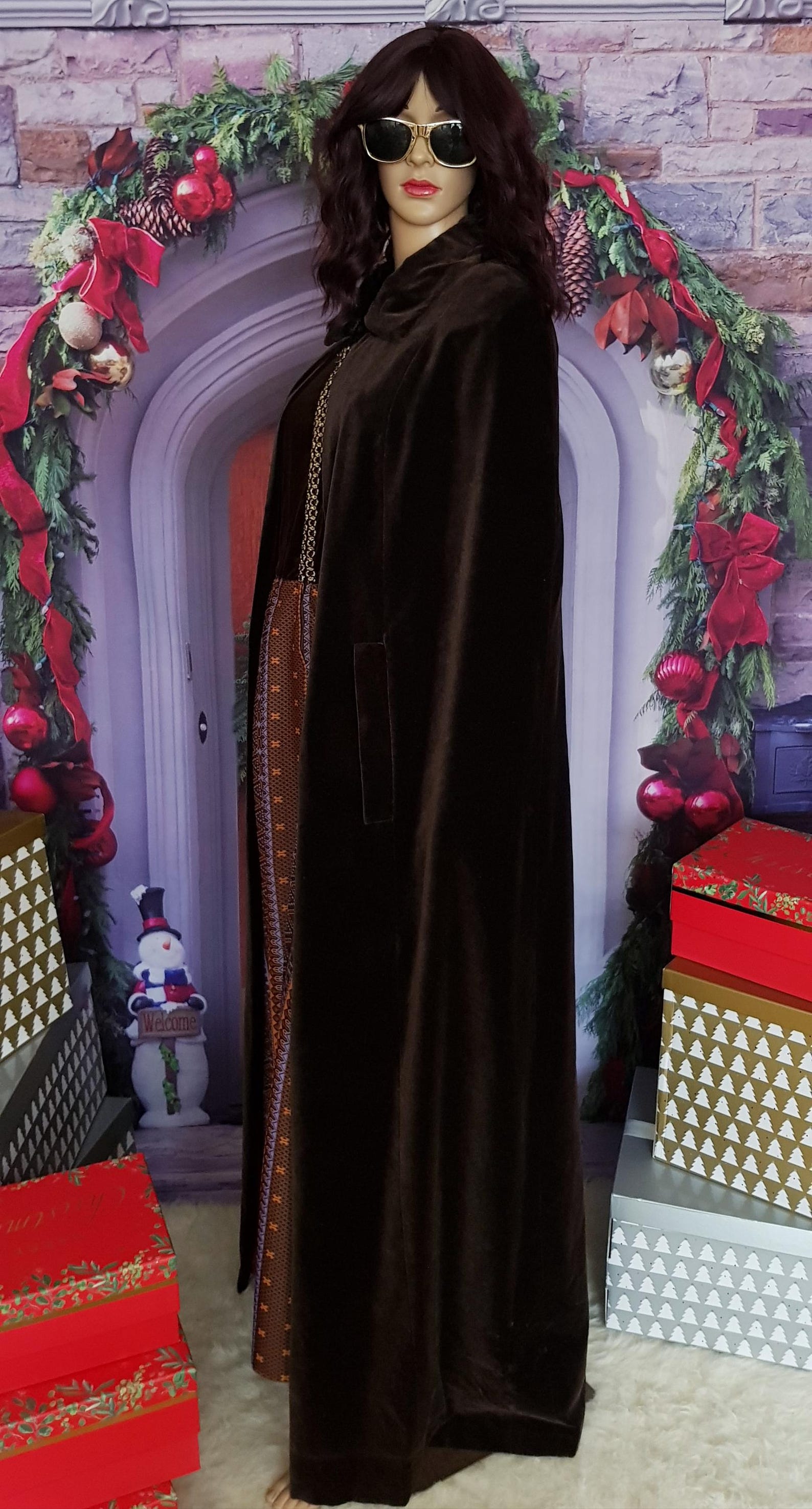 Vintage Cape: Stunning Vintage 1960s / 1970s Long Brown Velvet Cape by ...