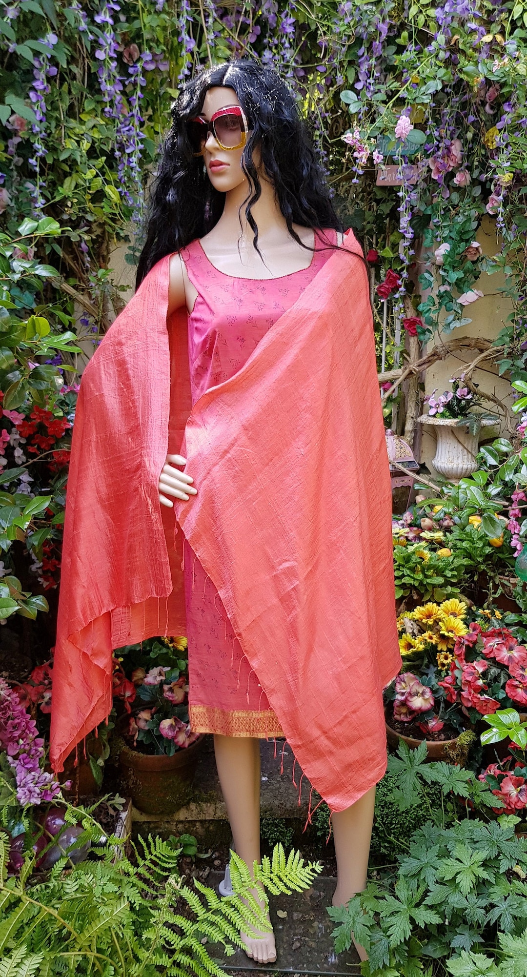 Vintage Shawl: Gorgeous Vintage Early 1990s Bright Coral Orange Pure ...