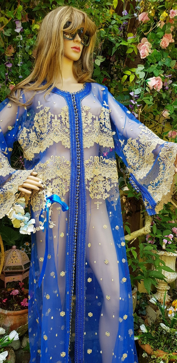 Vintage Kaftan: Stunning Vintage 1970s/80s Royal Blue… - Gem