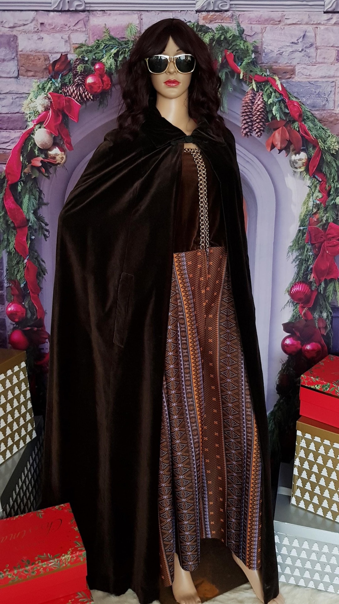 Vintage Cape: Stunning Vintage 1960s / 1970s Long Brown Velvet Cape by ...