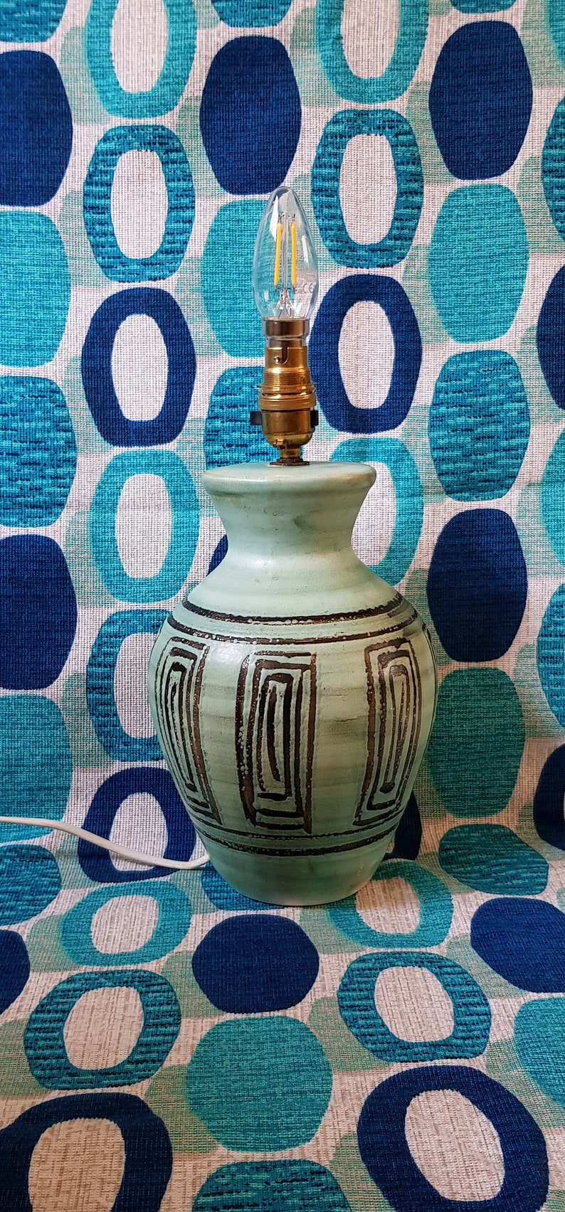 Vintage Lamp: Groovy Vintage 1960s Green and Brown Geometric - Etsy