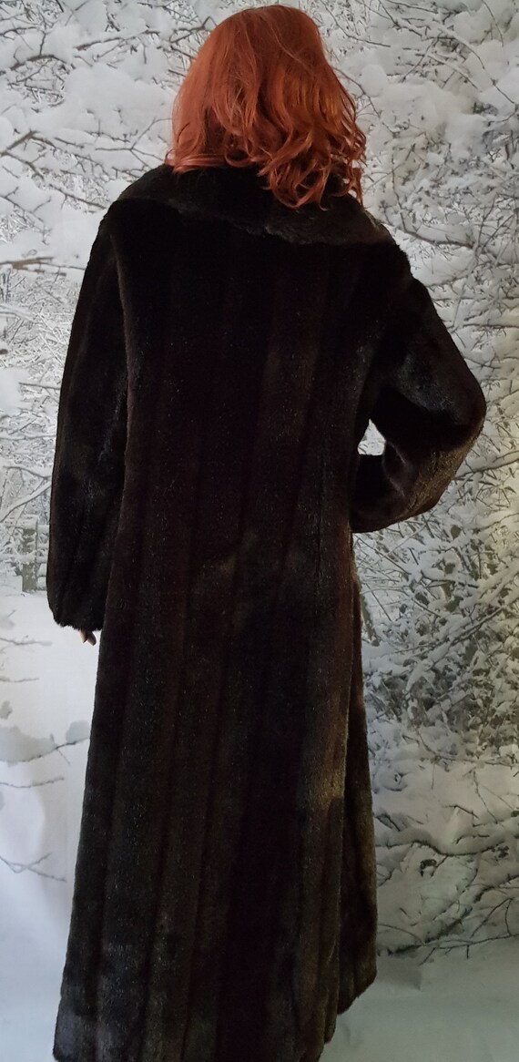 Beautiful Vintage 1970s Long Dark Brown / Black Faux … - Gem