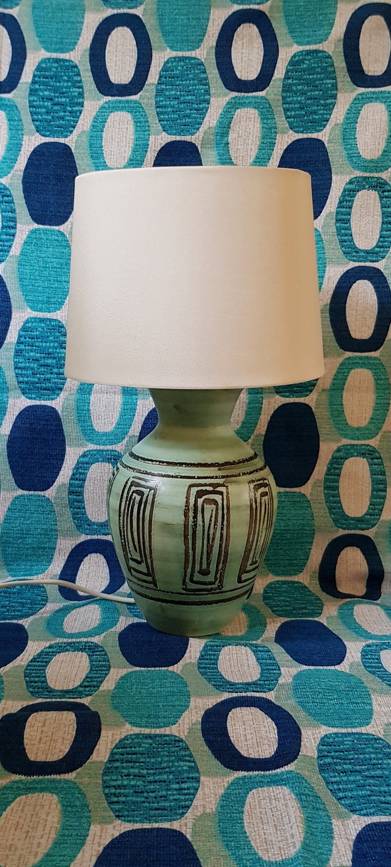 Vintage Lamp: Groovy Vintage 1960s Green and Brown Geometric - Etsy