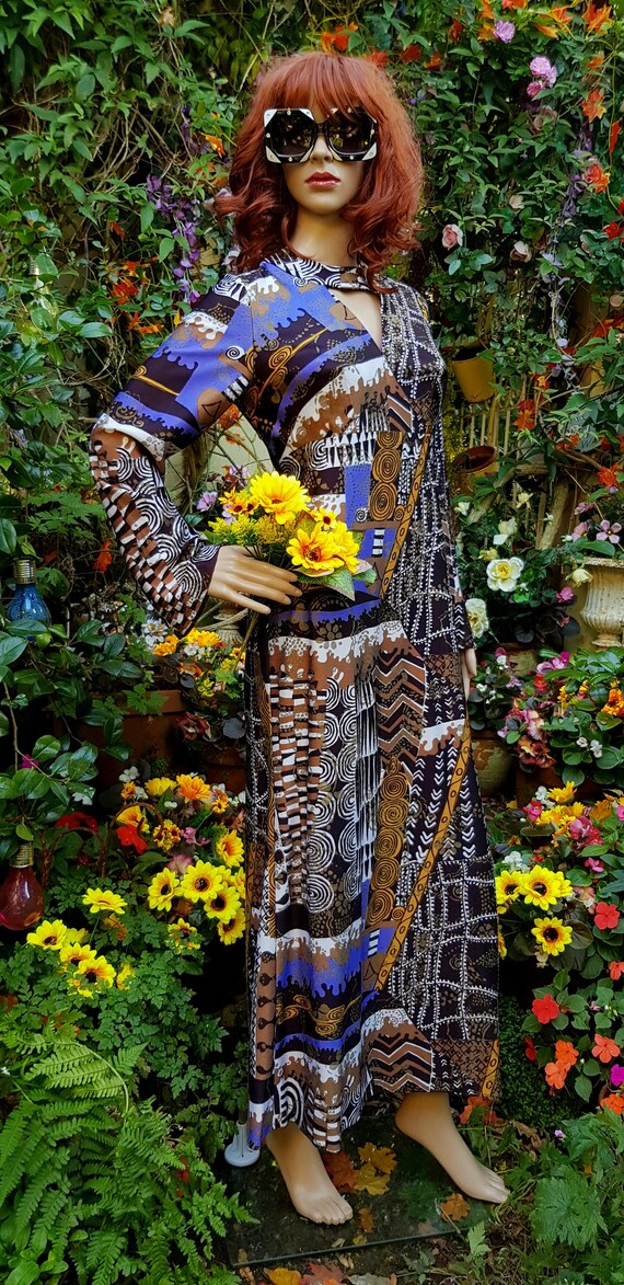 UK 12 (US 8) Fabulous Funky Vintage 1960s Psychedelic… - Gem