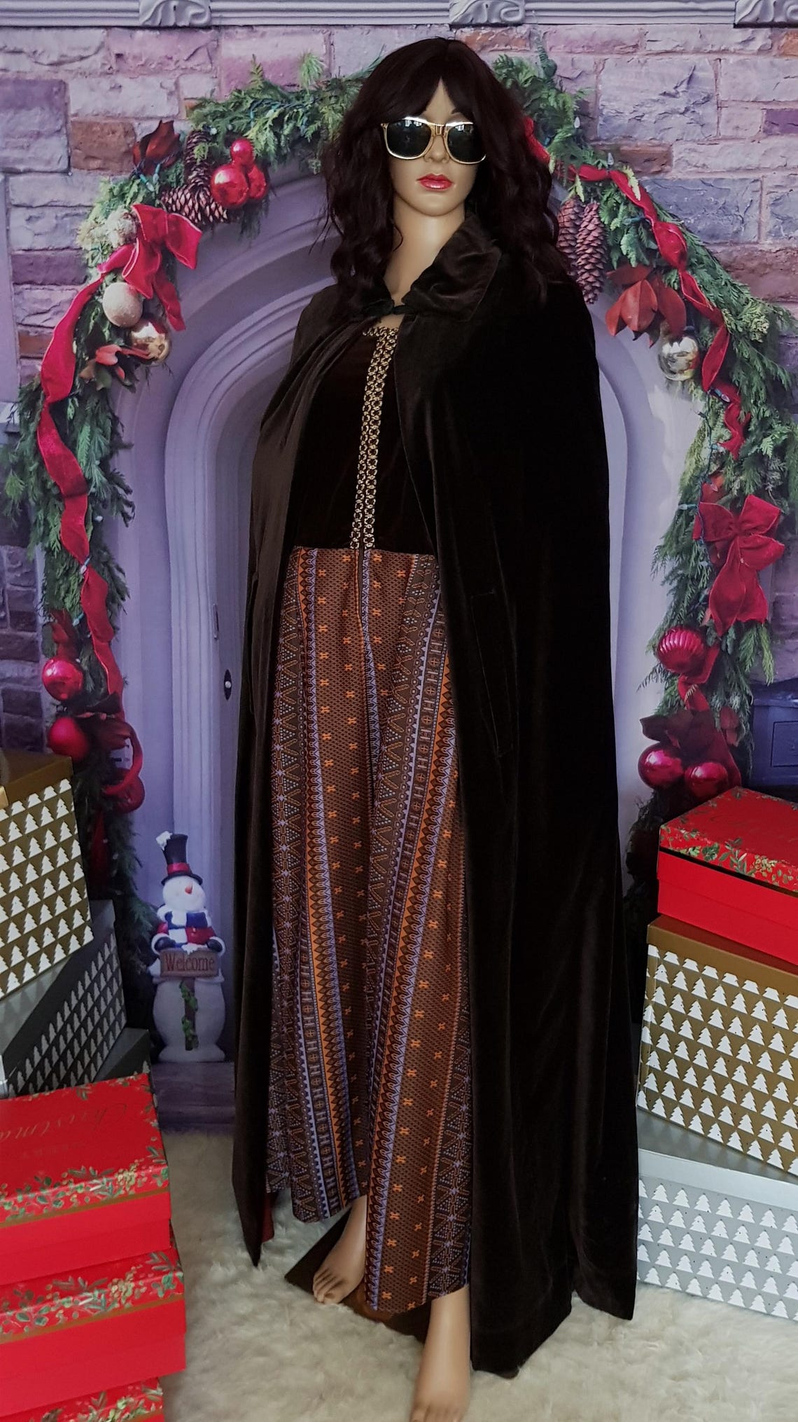 Vintage Cape: Stunning Vintage 1960s / 1970s Long Brown Velvet Cape by ...