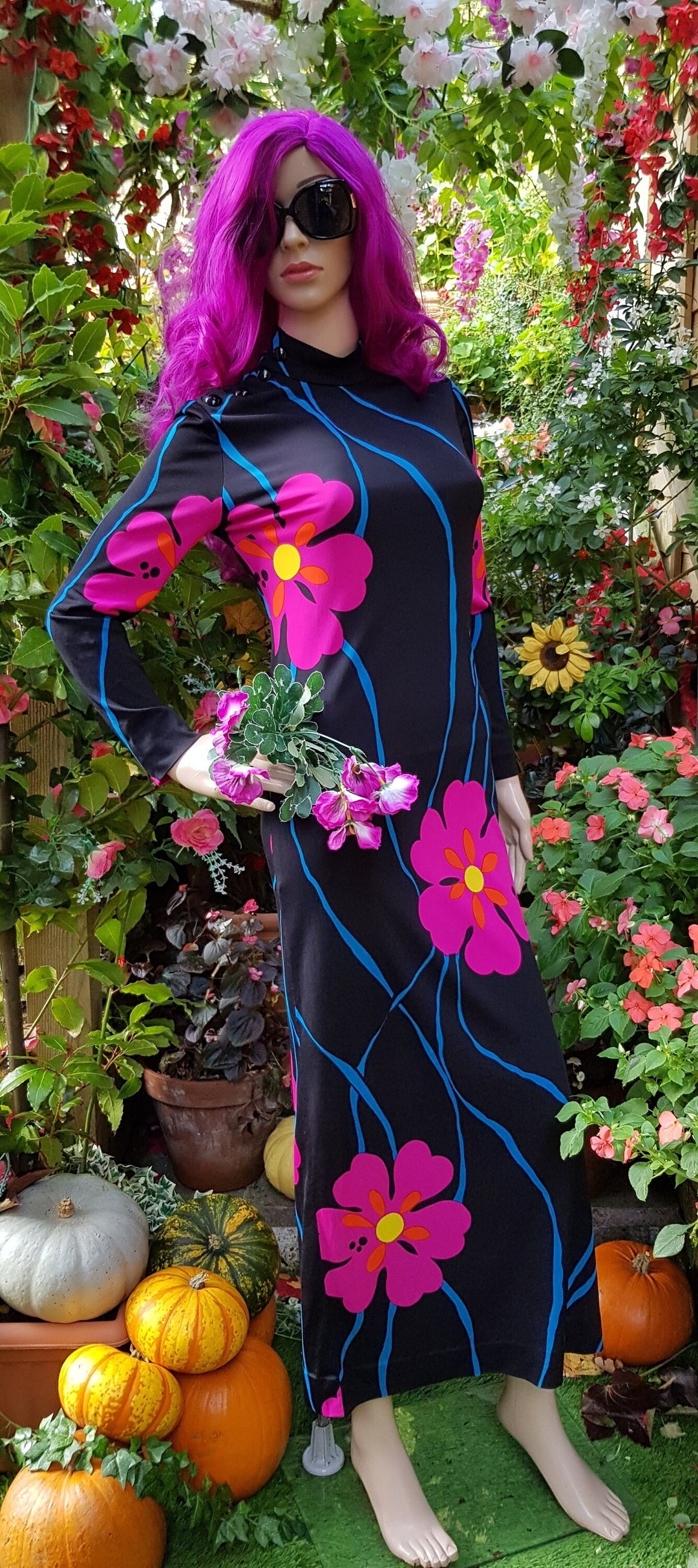UK 6/8 (US 2/4) Stunning Vintage 1970s Polly Peck by Sybil Zelker Black ...