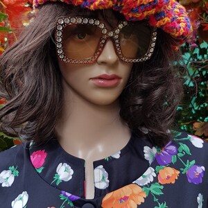 Vintage Hat: Groovy Vintage 1970s Style Bright Orange and Multicolour ...