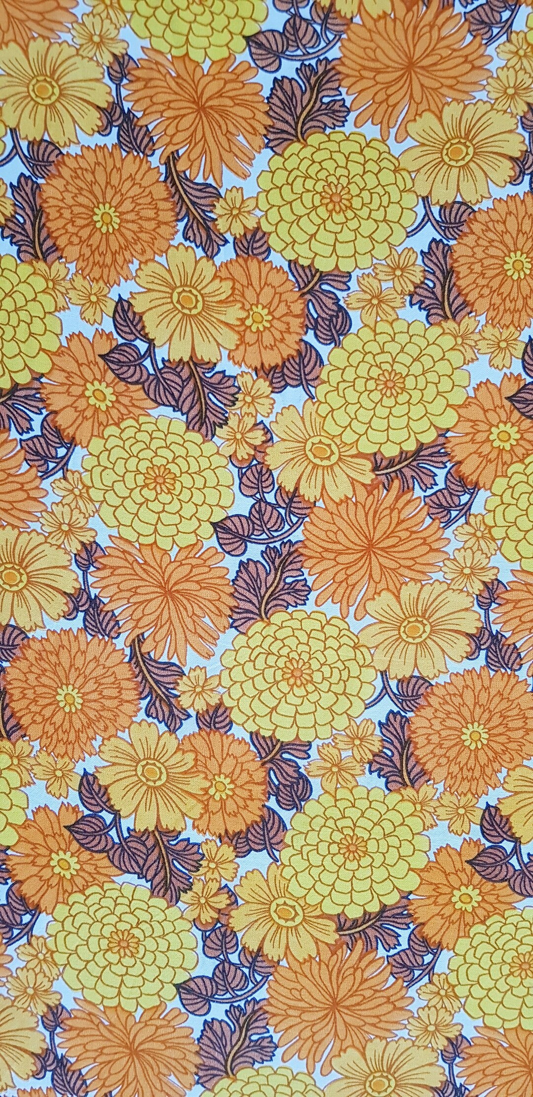 Vintage Curtain: Groovy Vintage 1960s 1970s Psychedelic Orange Yellow ...