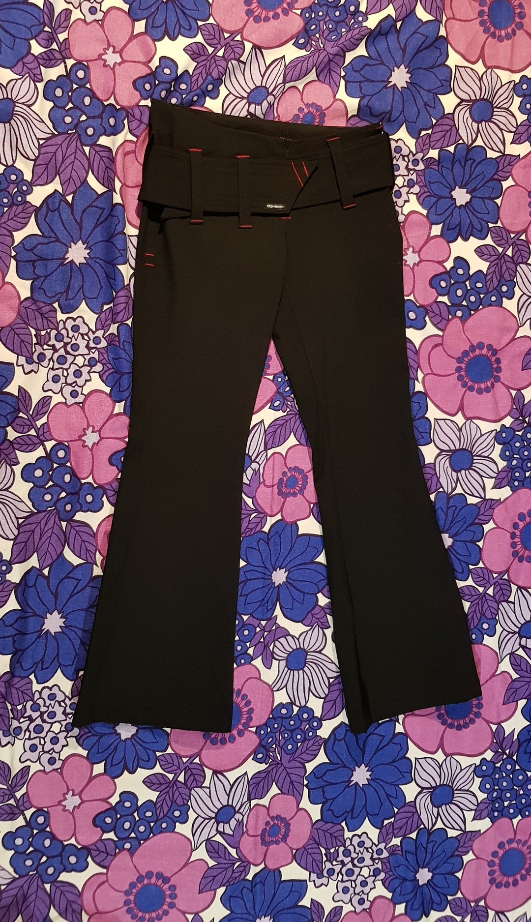 Vintage Trousers: Funky Vintage 1990s Stretch Flared Black Trousers by ...