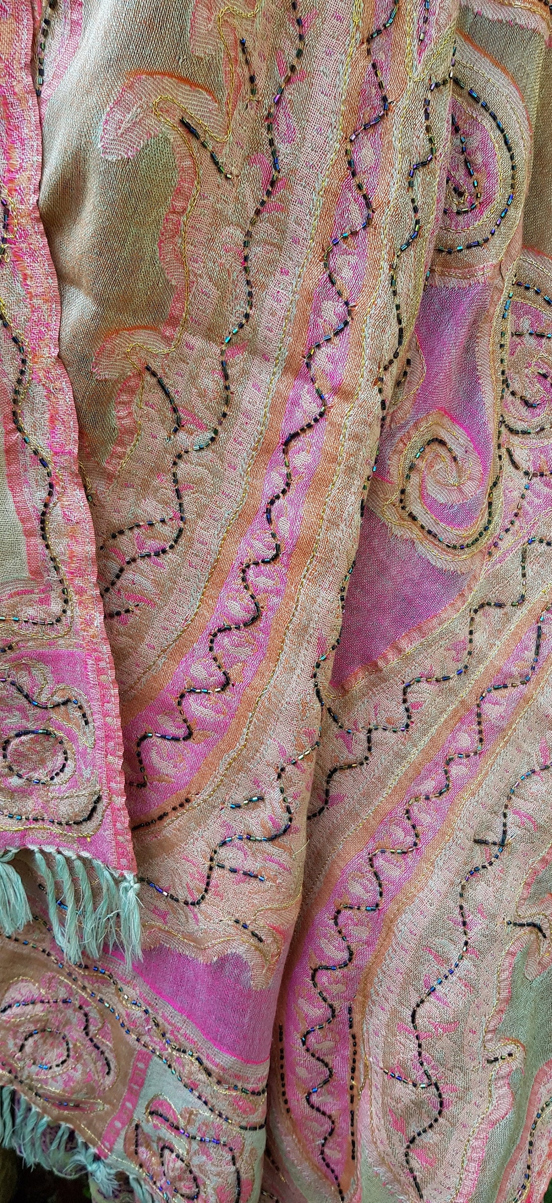 Vintage Shawl: Gorgeous Vintage 1990s Pink, Orange and Pistachio Green ...