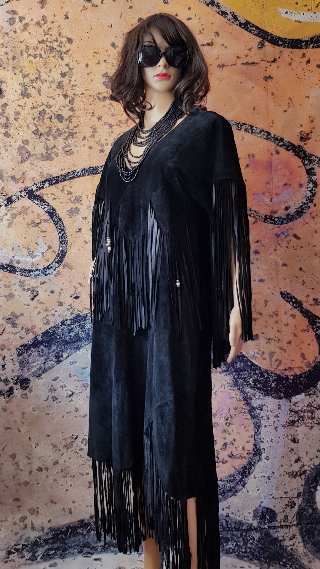 UK 12/14 (US 8/10) Iconic Vintage 1980s Black Real Suede Western Style ...