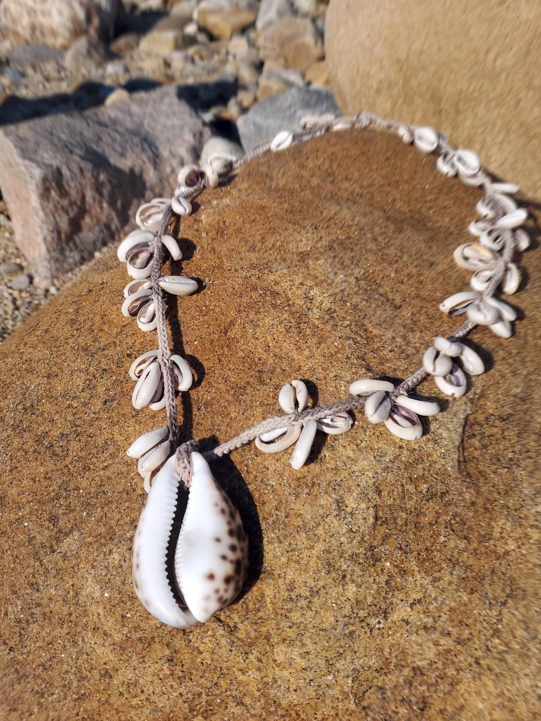 Long Tribal Inspired Shells & Hemp Necklace - Etsy