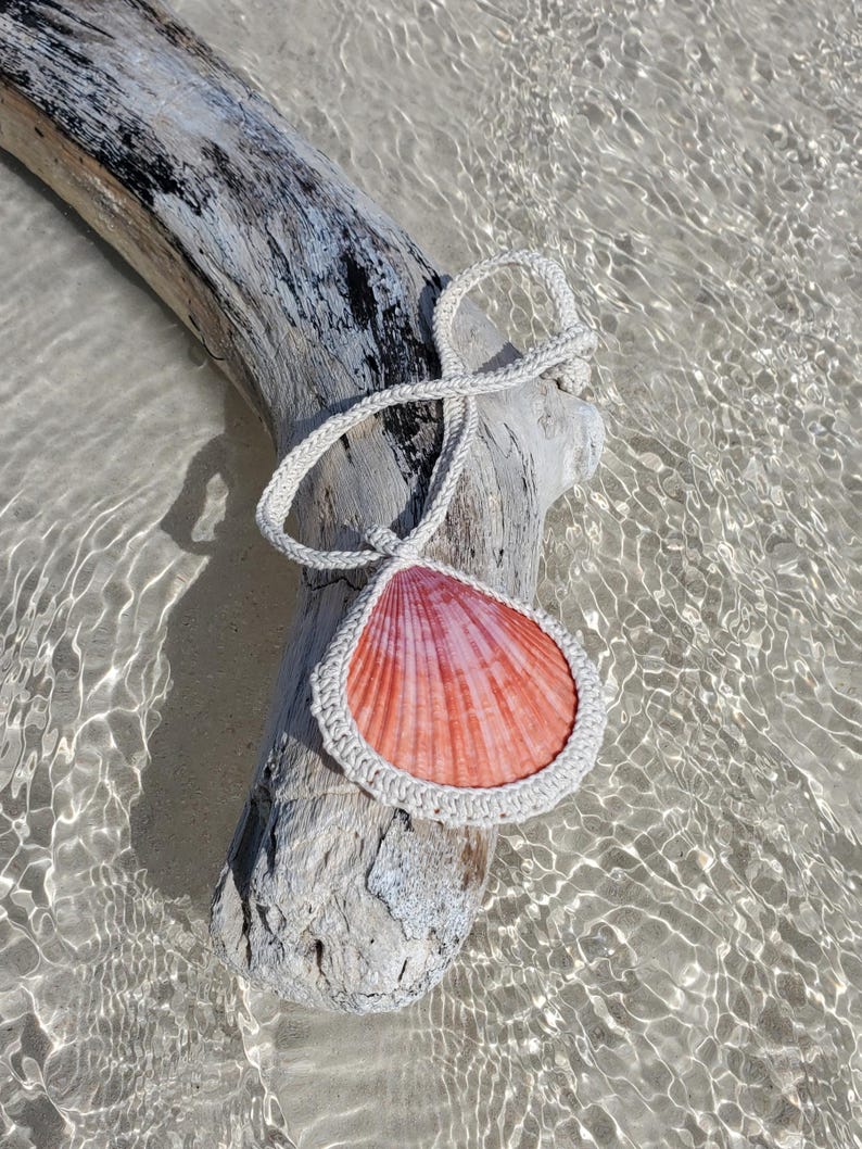 LARGE Shell Caged Necklace With Crochet - Etsy