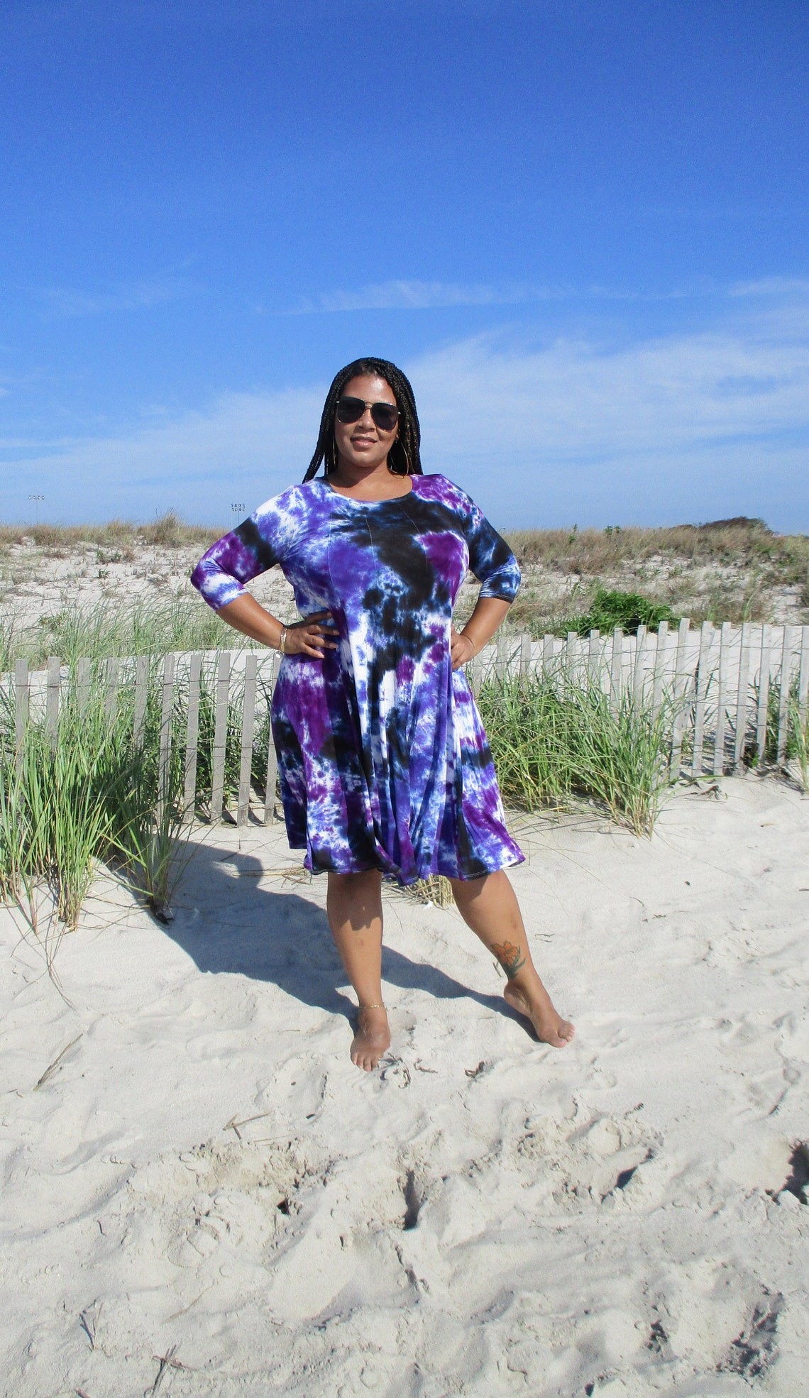 Plus Size Feminine Tie Dye Midi Dress Flowy Style | Etsy