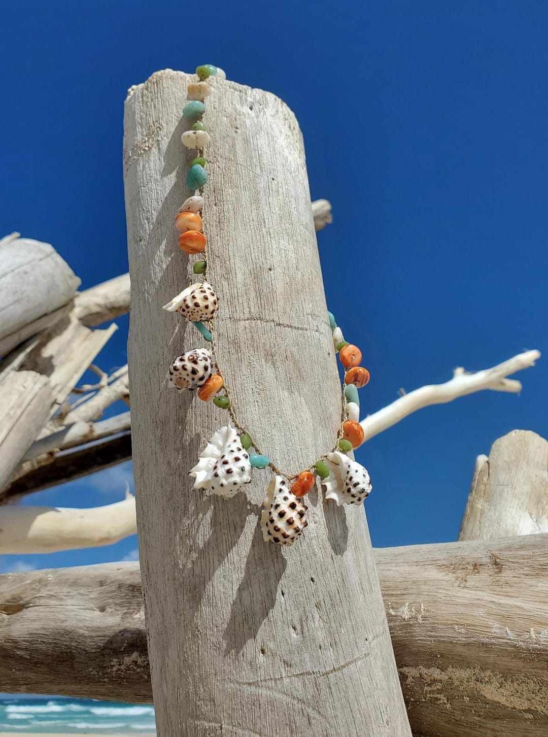 Colorful Shells and Gems Necklace - Etsy