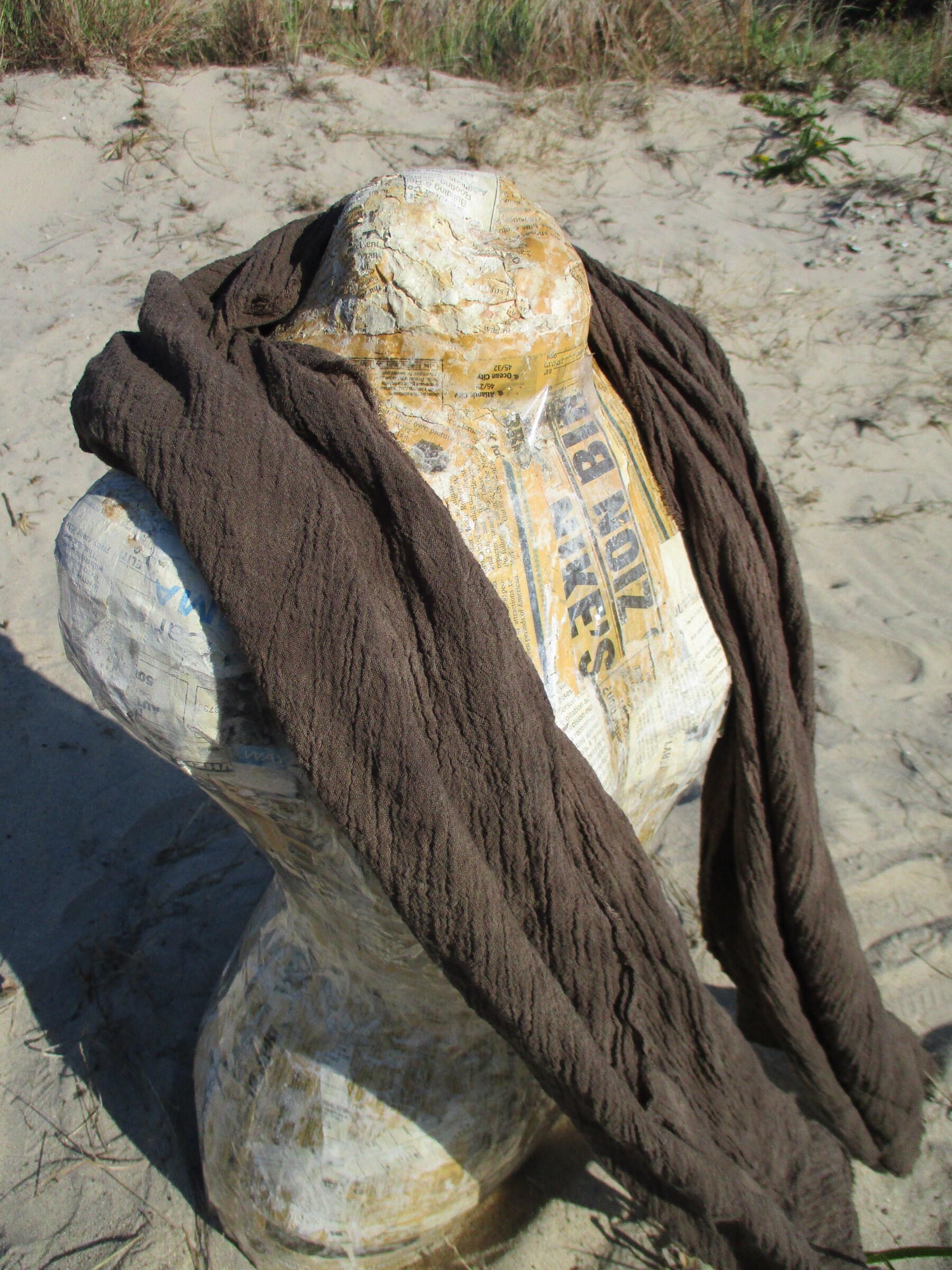 Distressed Khaki Unisex Gauze Scarf Hand Dyed Cotton Scarf 4 - Etsy