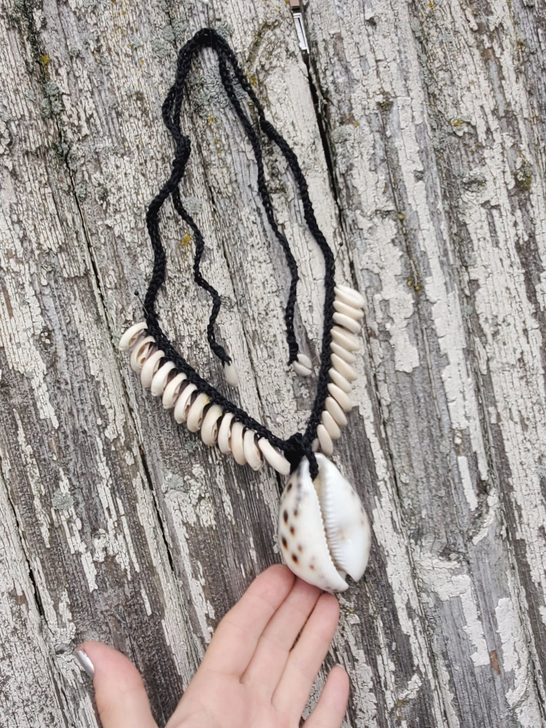 Black Hemp & Large COWRIE Shell Choker or Necklace - Etsy
