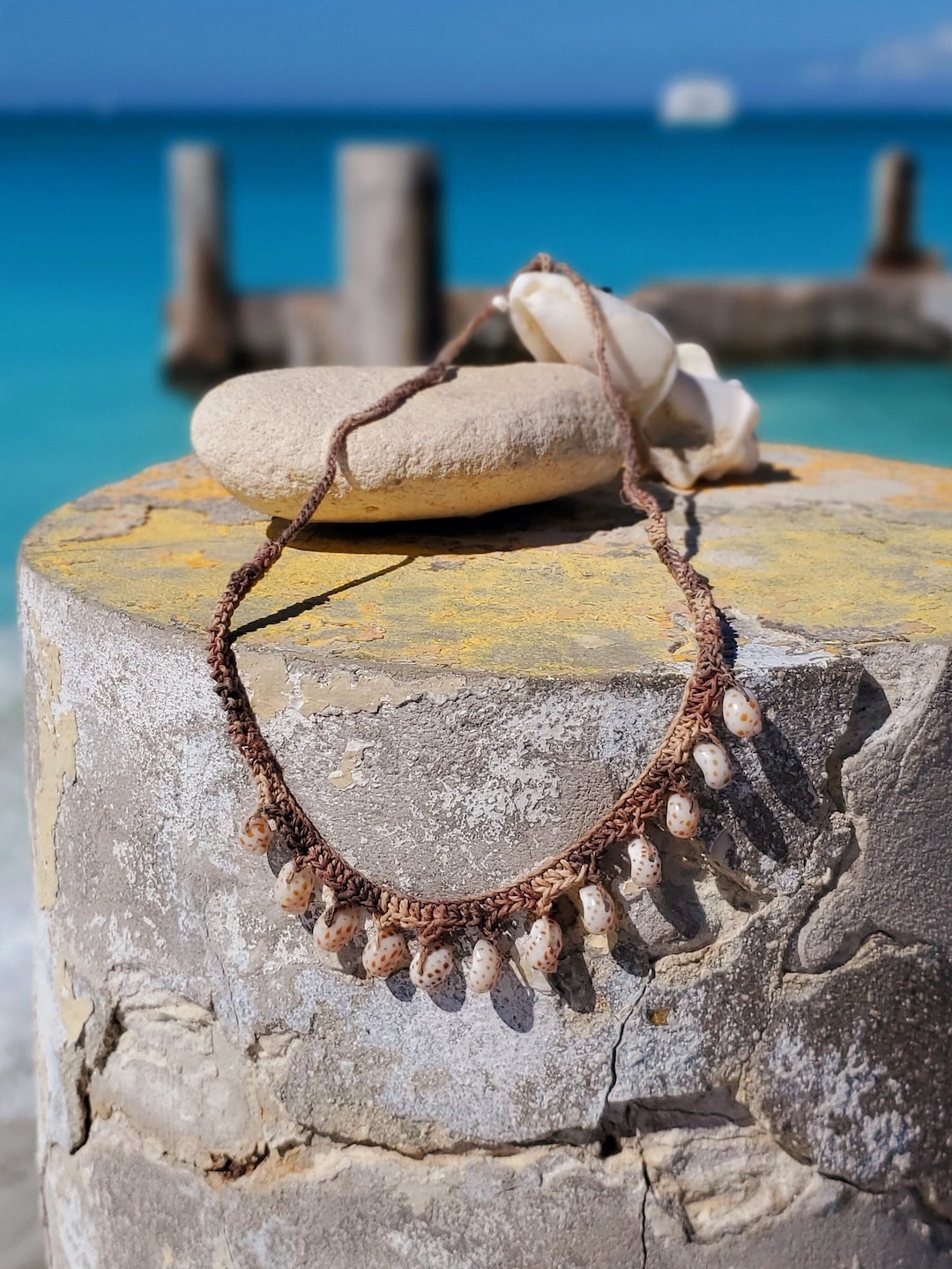 Artsy Crocheted Shell & Hemp Choker or Necklace - Etsy