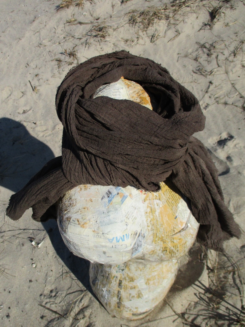 Distressed Khaki Unisex Gauze Scarf Hand Dyed Cotton Scarf 4 | Etsy