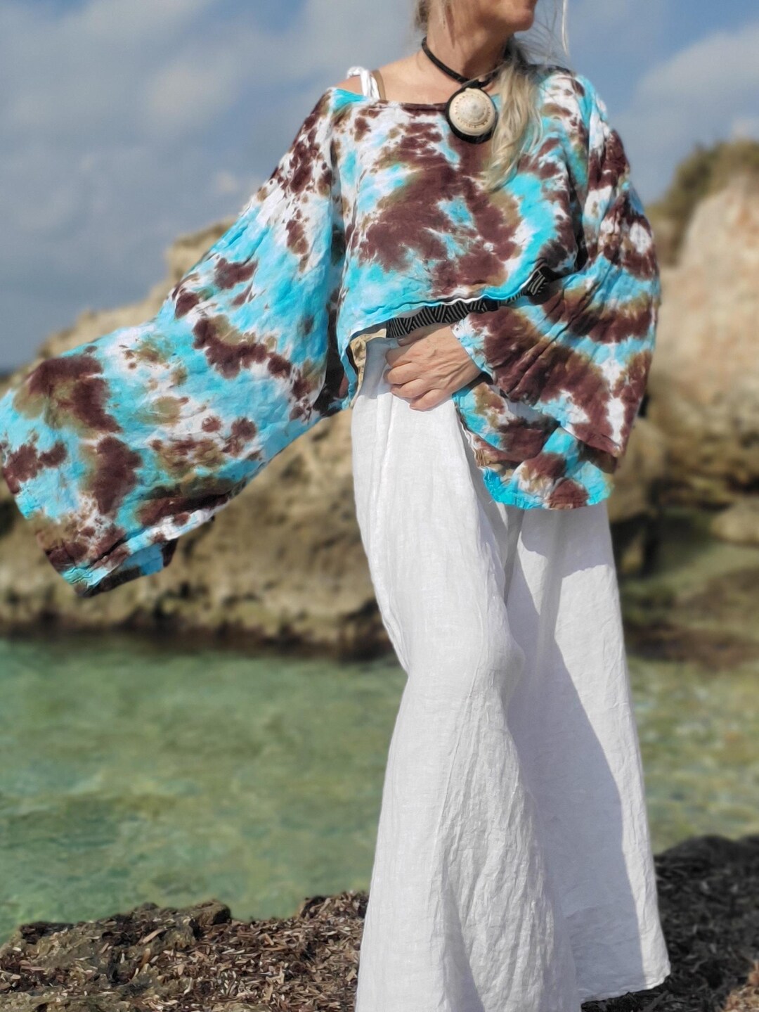 Tie Dye Pure Linen Shrug, One Size - Etsy