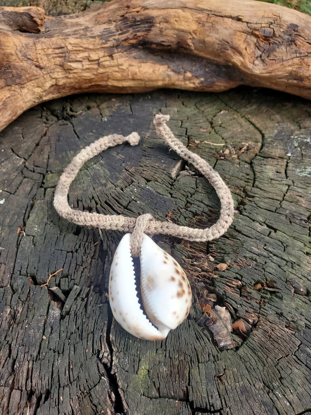 Large Shell Pendant Choker on Hand Made Hemp Rope - Etsy