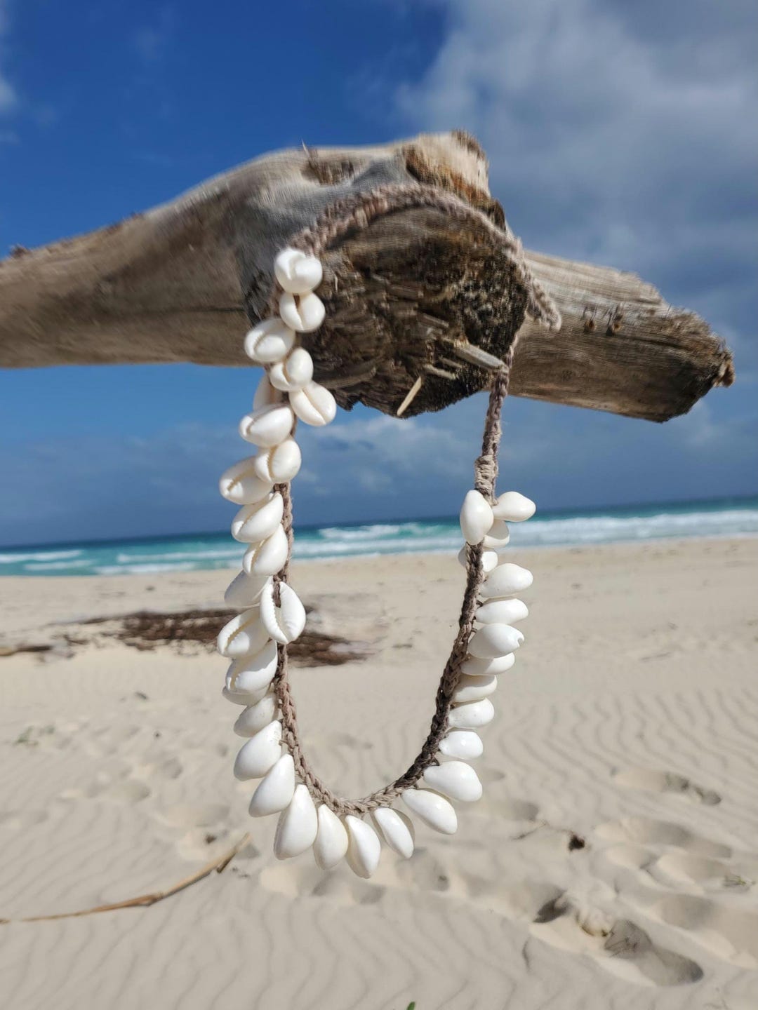 WHITE Shells on Hemp Choker Necklace or Wrap Bracelet - Etsy