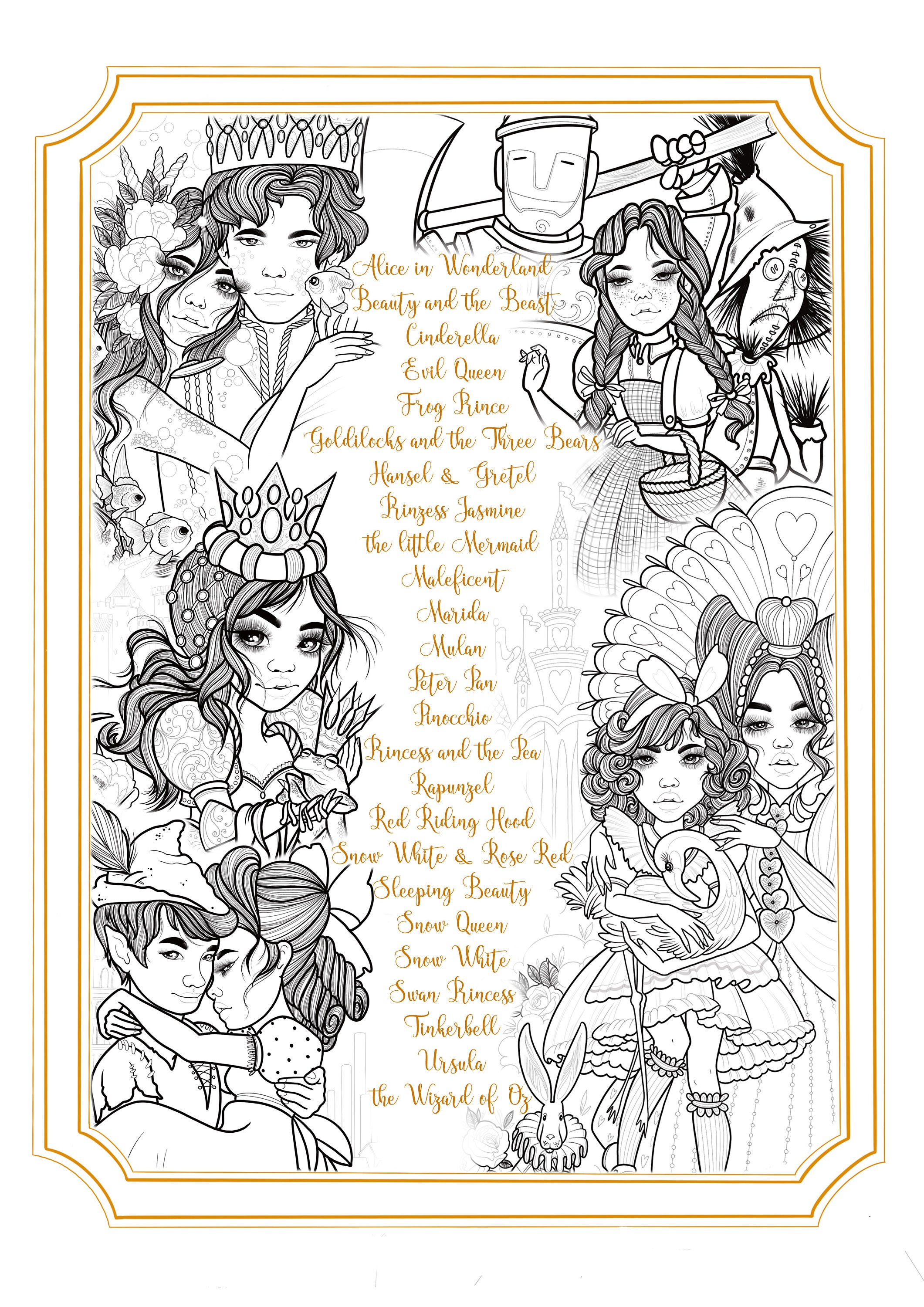 Once Upon a Time Coloring Book LINE-ART - Etsy