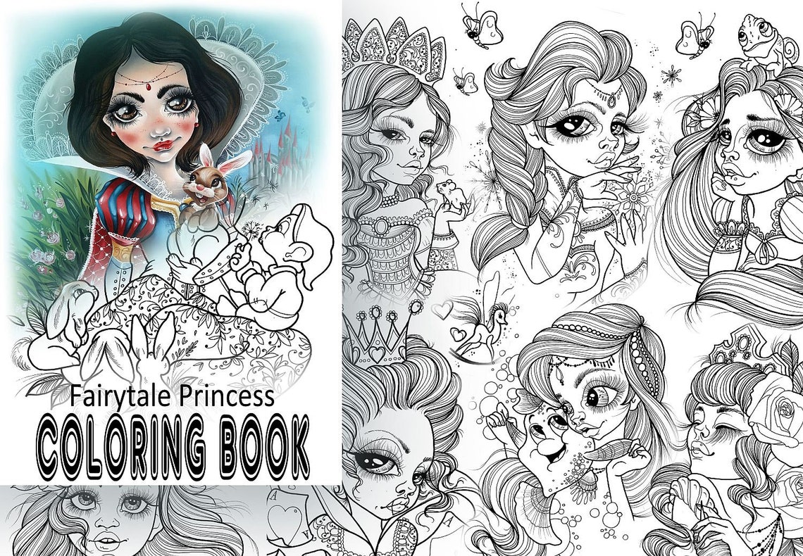 Fairytale Princess Coloring Book for Kids & Adults | Etsy