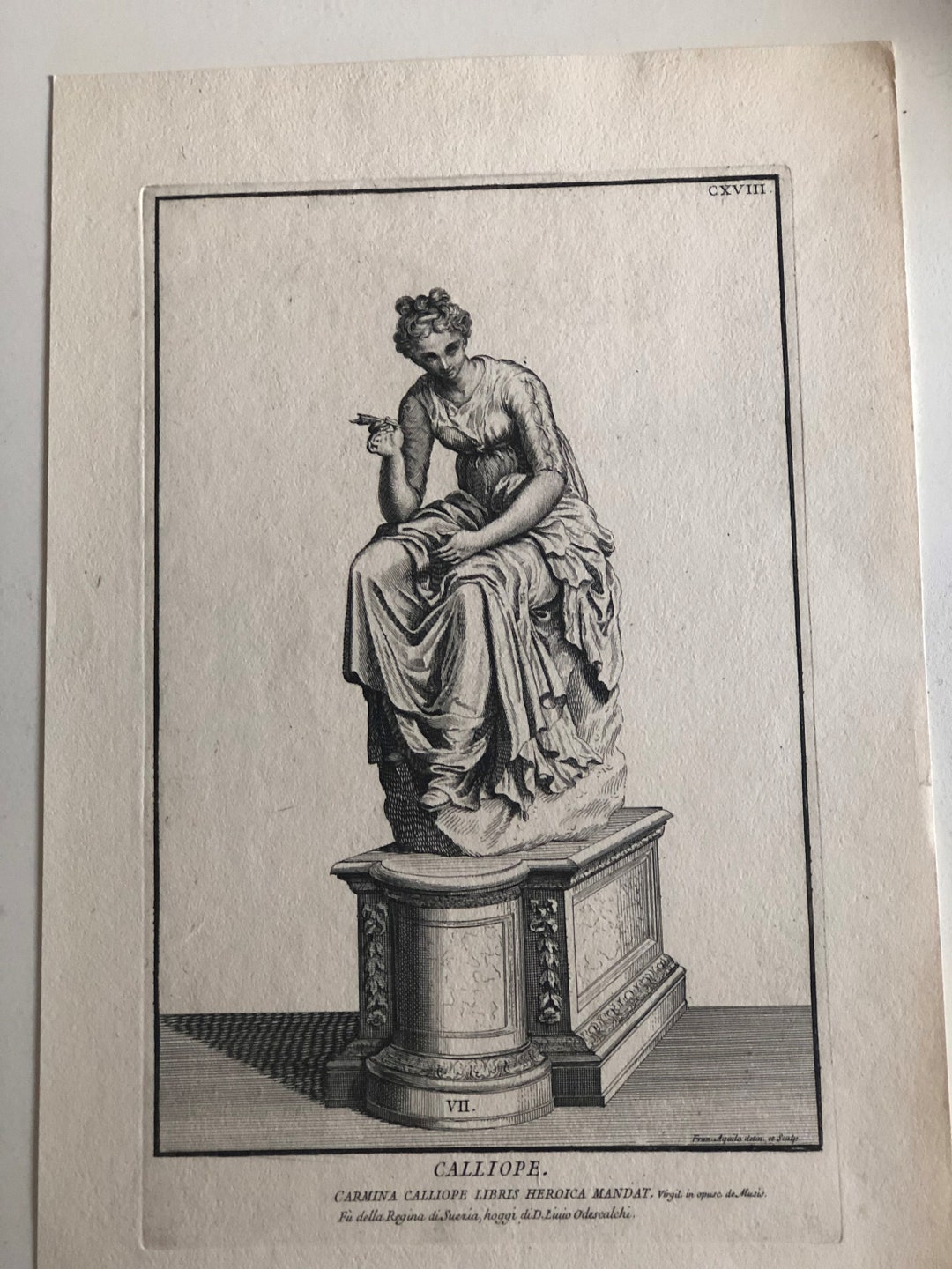 C.1704 Calliope - Statue - Engraved by Francesco Aquila - Etsy