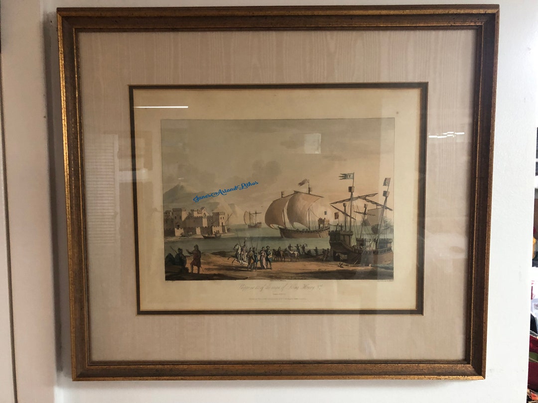 1812 British Military Antique Engraving, Shipping During Reign of Henry ...