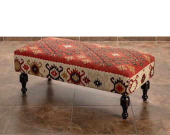 Ottoman Coffee Table , Aztec Patterned Furniture, Handmade Bohemian ...