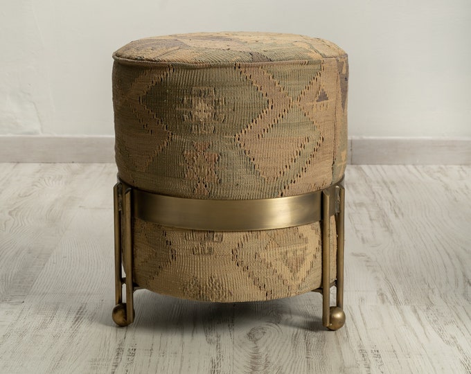 Round Ottoman, Ottoman Upholstered Stool, Dressing Stool, Living Room ...