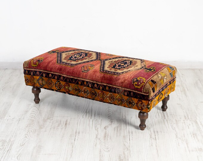 Ottoman Coffee Table , Aztec Patterned Furniture, Handmade Bohemian ...