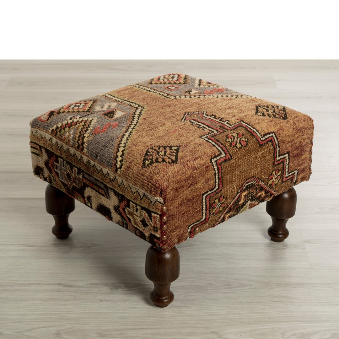 Handmade Ottoman Square Coffee Table With Vintage Turkish Kilim Rug ...
