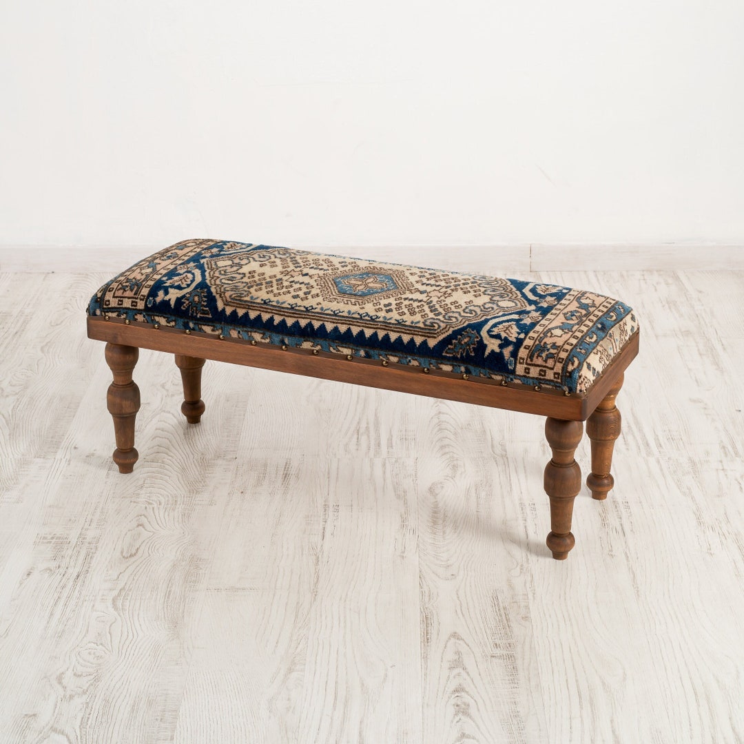 Ottoman Upholstered Bench, Handmade Furniture, Hand-woven Vintage ...