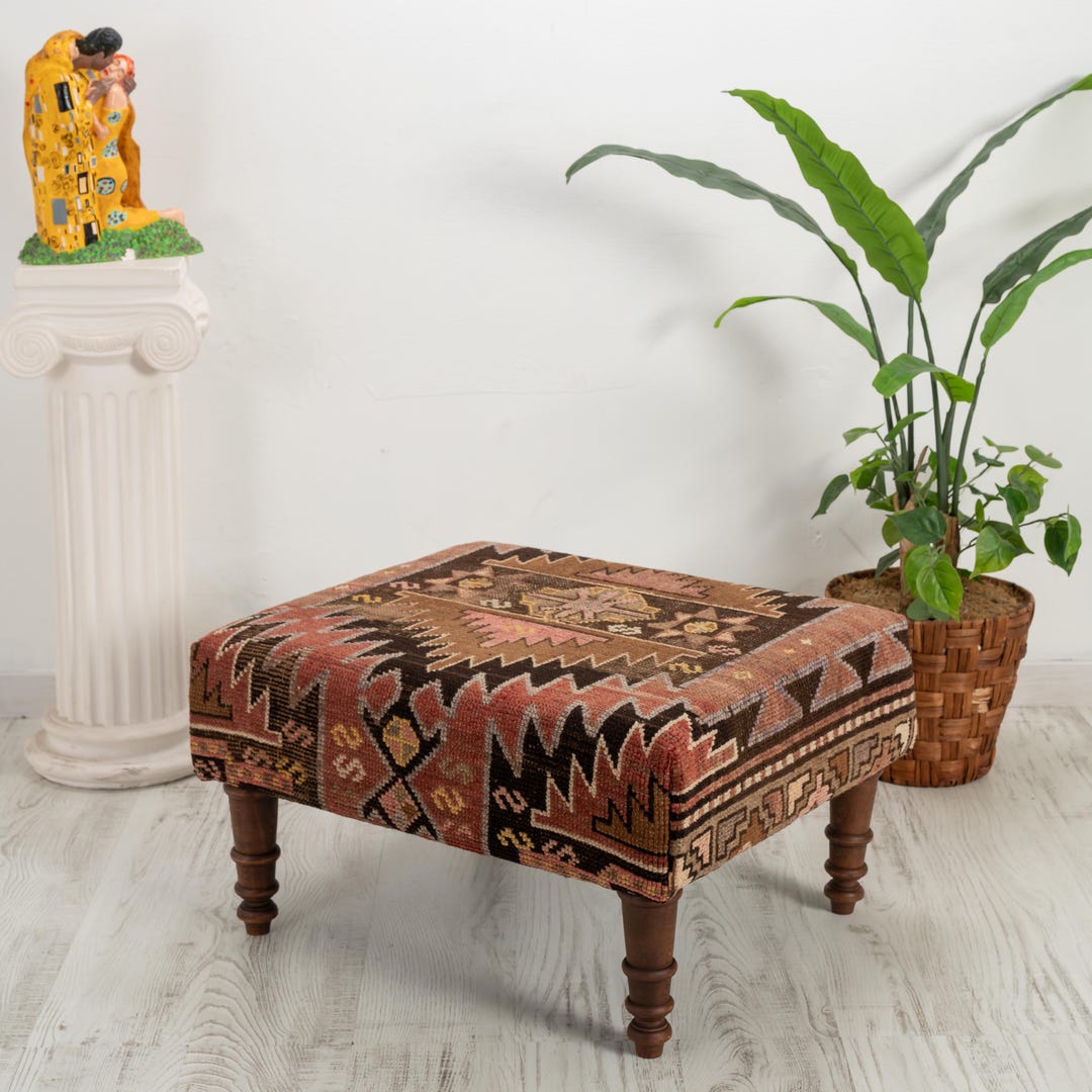 Handmade Ottoman Square Coffee Table With Vintage Turkish Kilim Rug ...