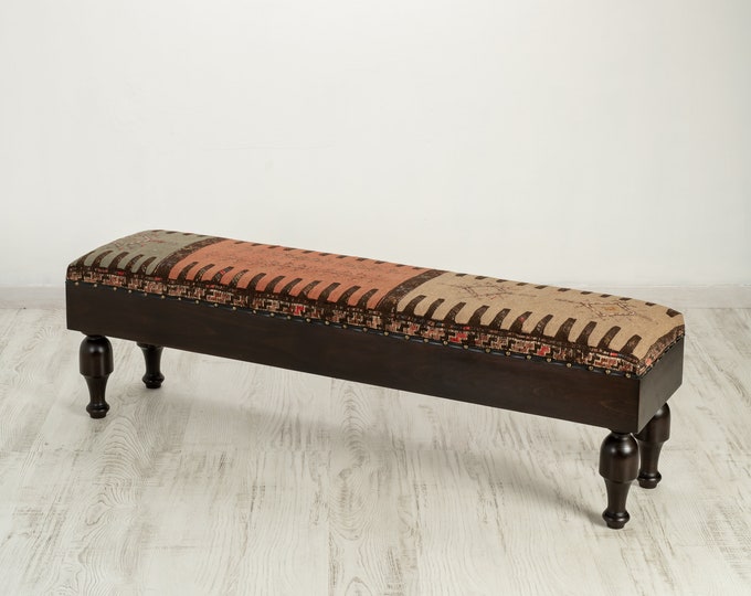 Ottoman Upholstered Bench, Handmade Furniture, Hand-woven Vintage ...