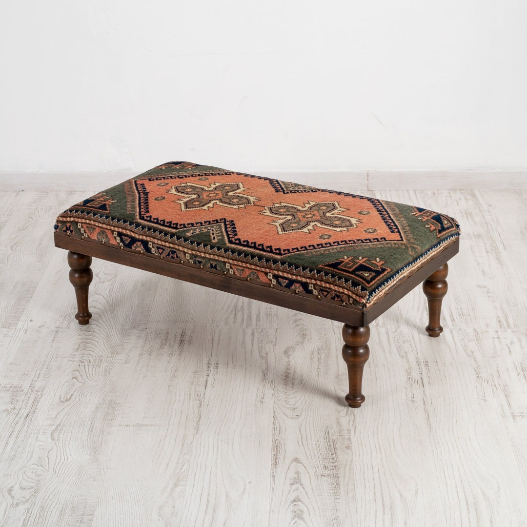 Ottoman Upholstered Bench, Handmade Furniture, Hand-woven Vintage ...