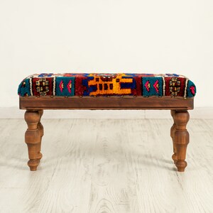 Small Bench, Ottoman Upholstered Bench, Handmade Furniture, Turkish Rug ...