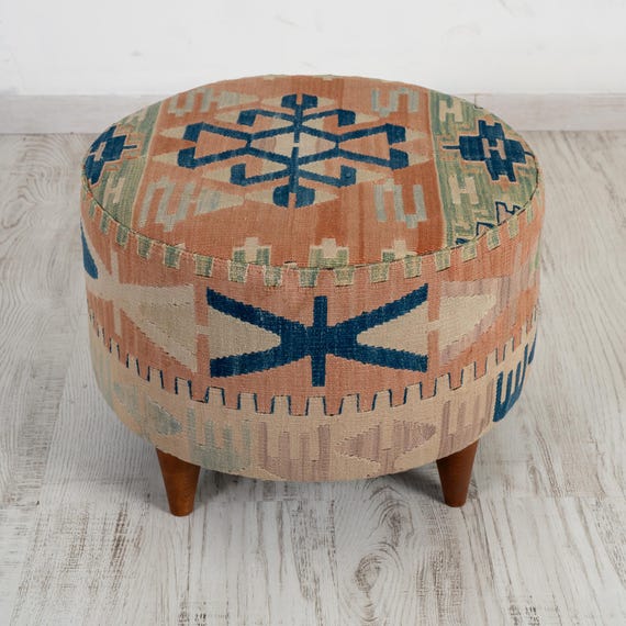 Round kilim ottoman store