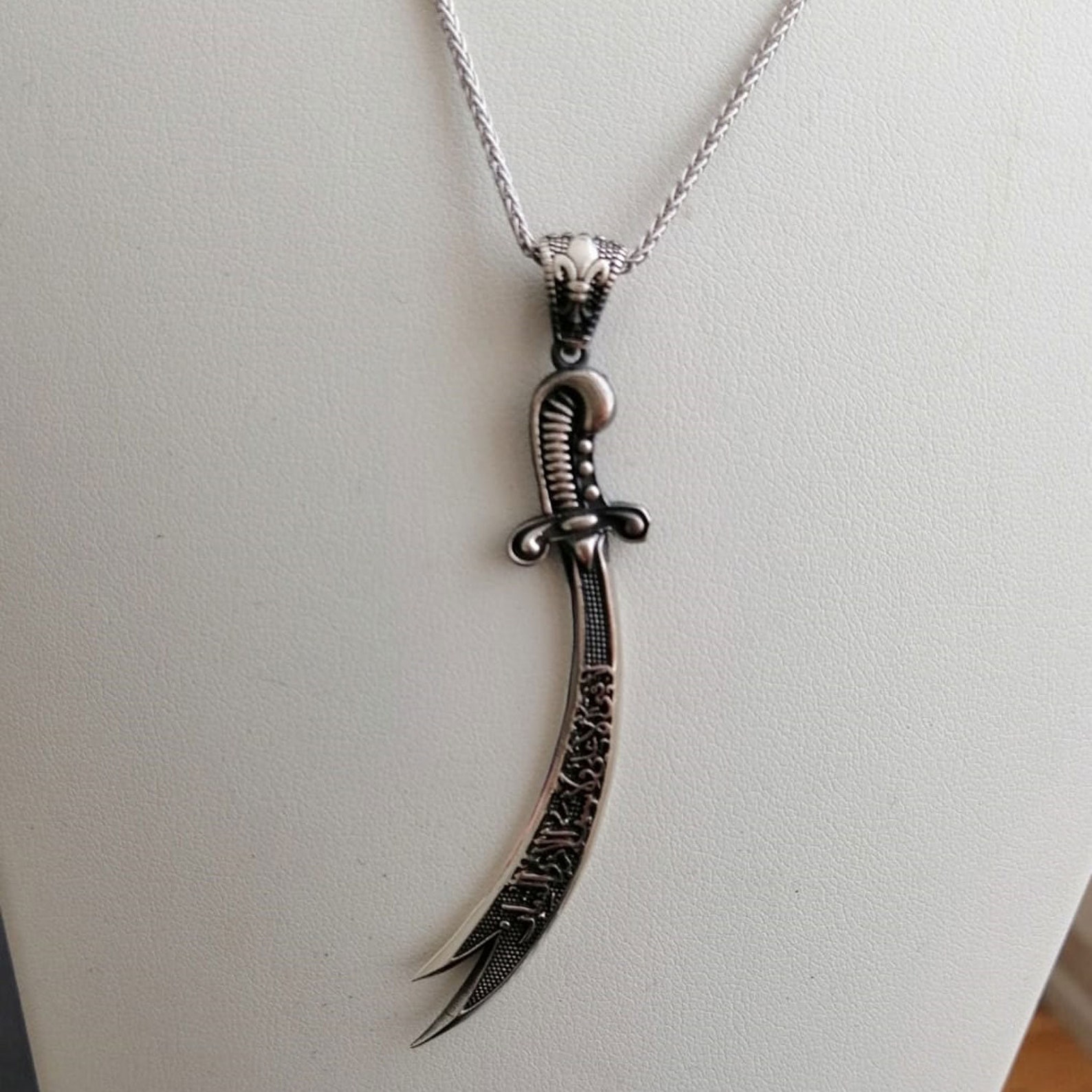 Silver the Sword of Wisdom Zulfiqar Necklace Mens Silver - Etsy