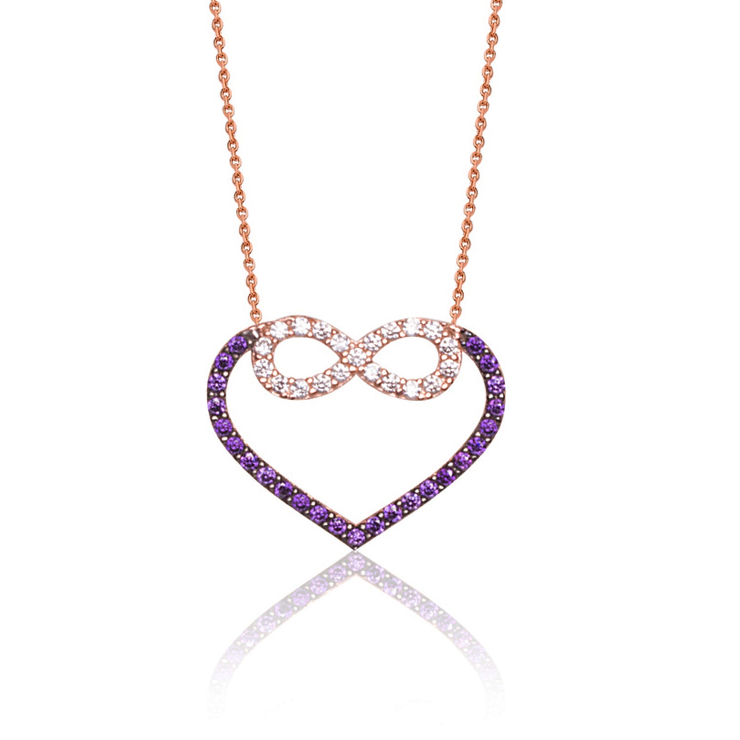 Infinity Heart Necklaces With Amethyst Stones,heart Necklaces, Infinity ...