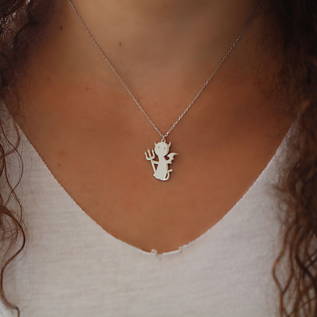 Cute Devil Shaped Necklaces, Cute Devil Shaped Charms, Women Necklace ...