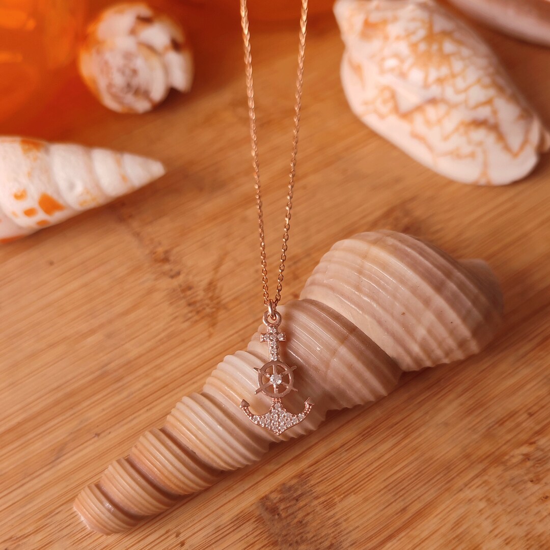 Silver Sailor Anchor Ship Rudder Necklaces, Anchor Necklaces, Anchor ...