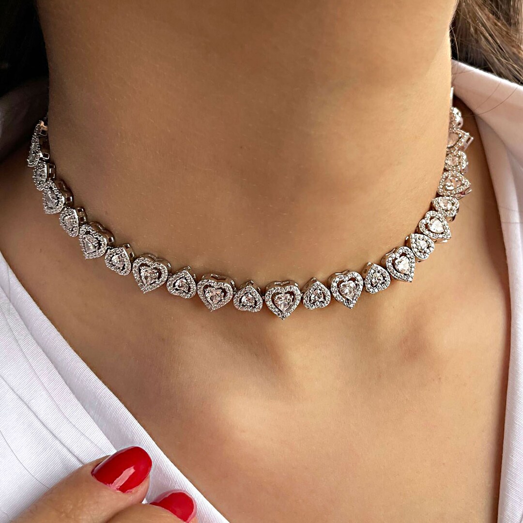 Heart Shaped Tennis Chokers Women Chokers Choker Jewelry Women T