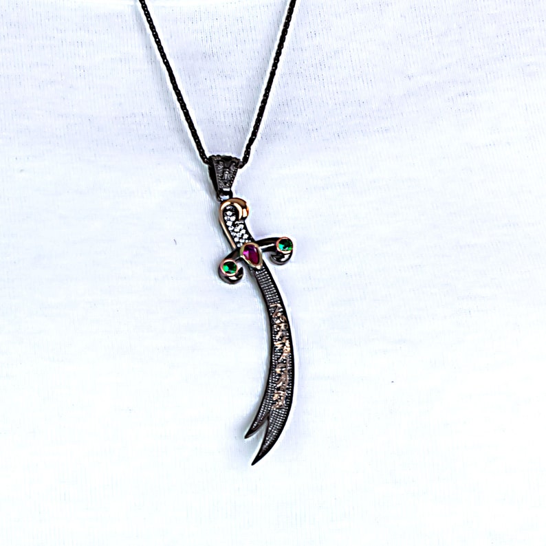 Silver The Sword of Wisdom Zulfiqar Necklace Mens Silver | Etsy