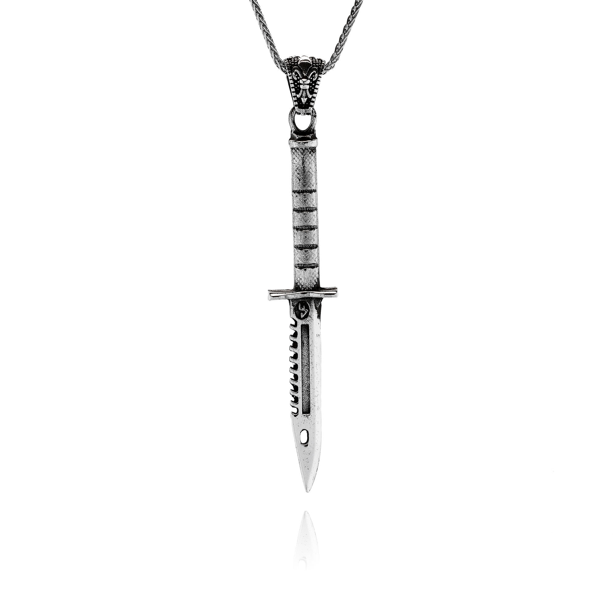 Silver Bayonet Shaped Necklace Mens Silver Necklace Bayonet - Etsy UK