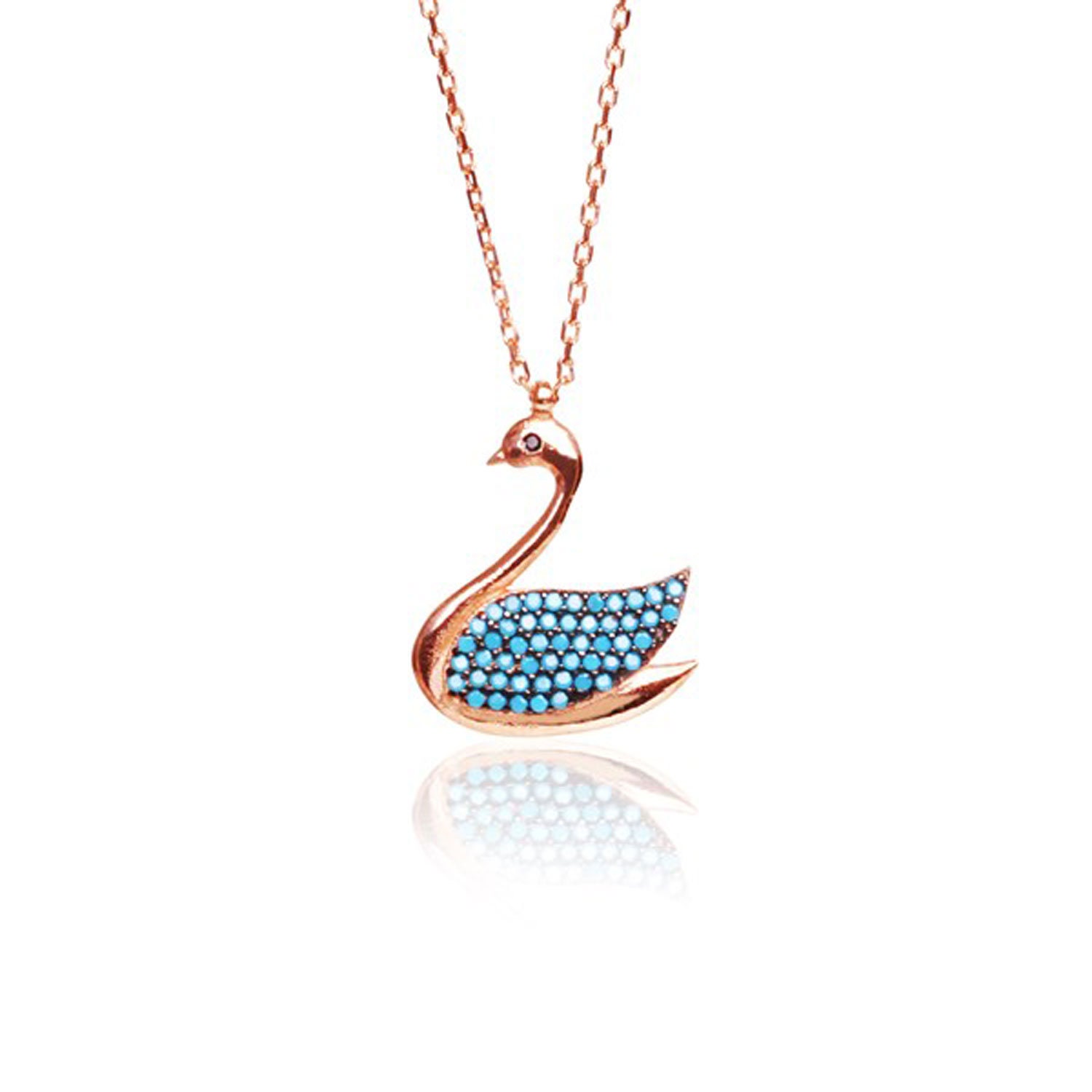 Swan Necklace With Turquoise Stone Swan Charms Lovely Swan - Etsy UK