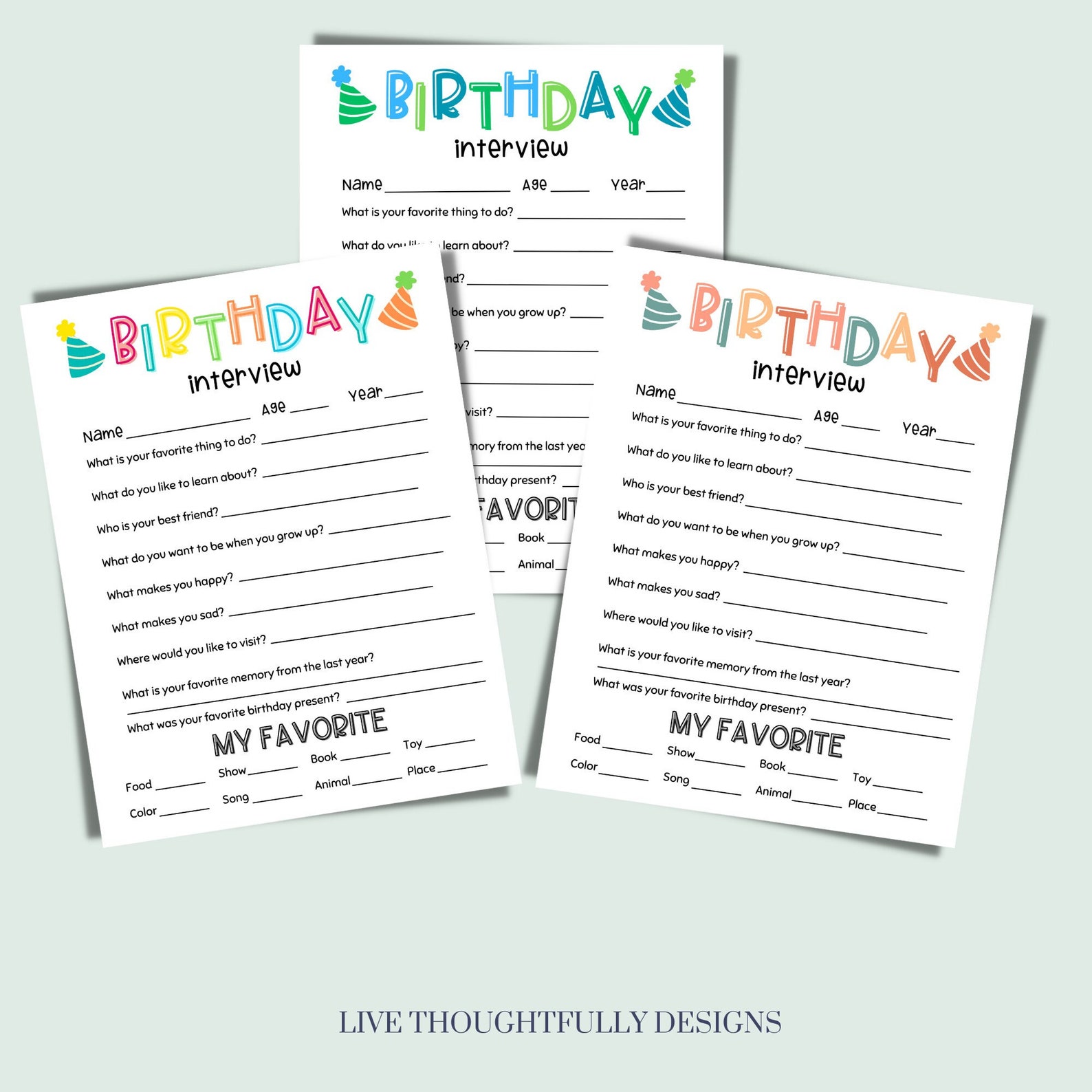 Printable Kids Birthday Interview, Keepsake Questions (digital) - Etsy
