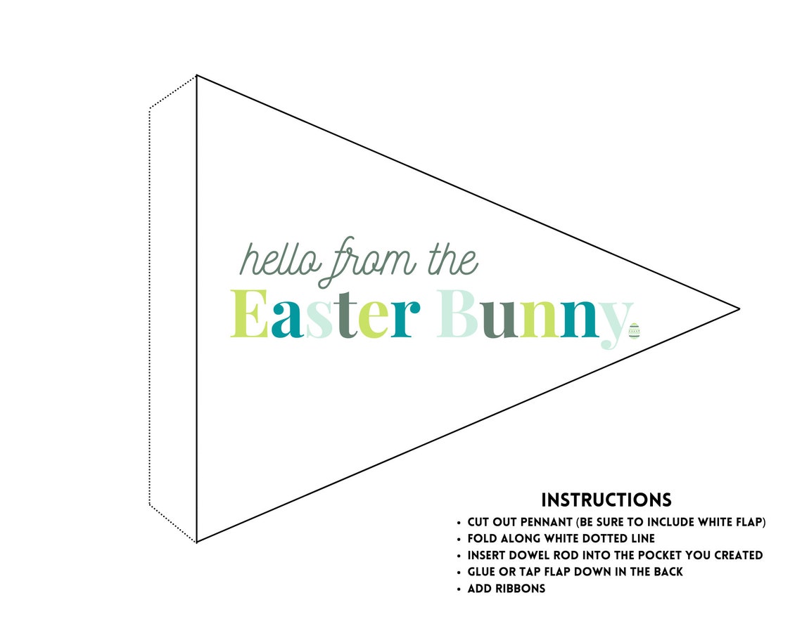 PRINTABLE Easter Basket Flags - Happy Easter Flags - Easter Bunny ...